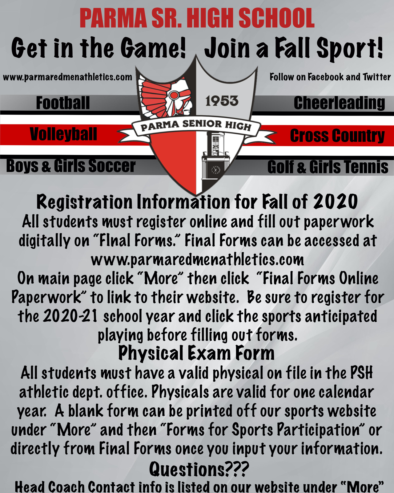 Parma Senior - Team Home Parma Senior Redmen Sports