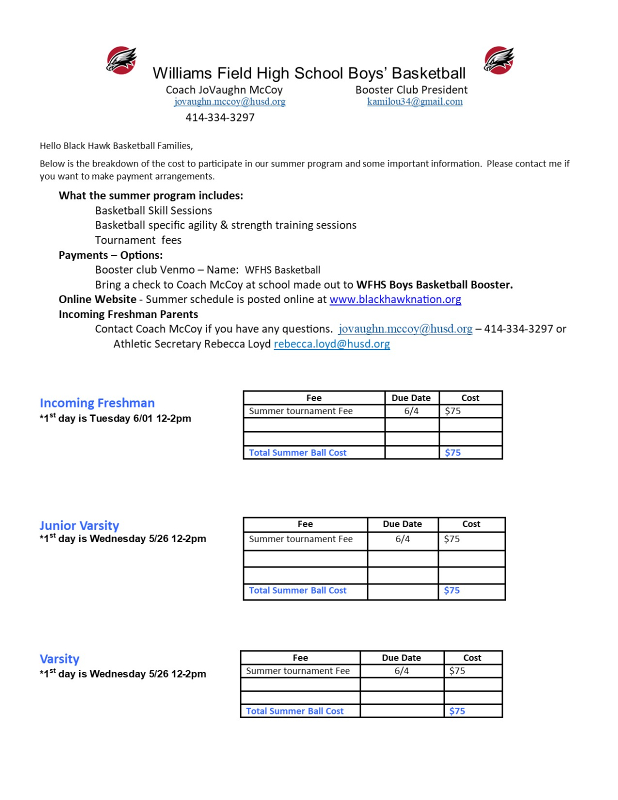 Williams Field - Team Home Williams Field Black Hawks Sports