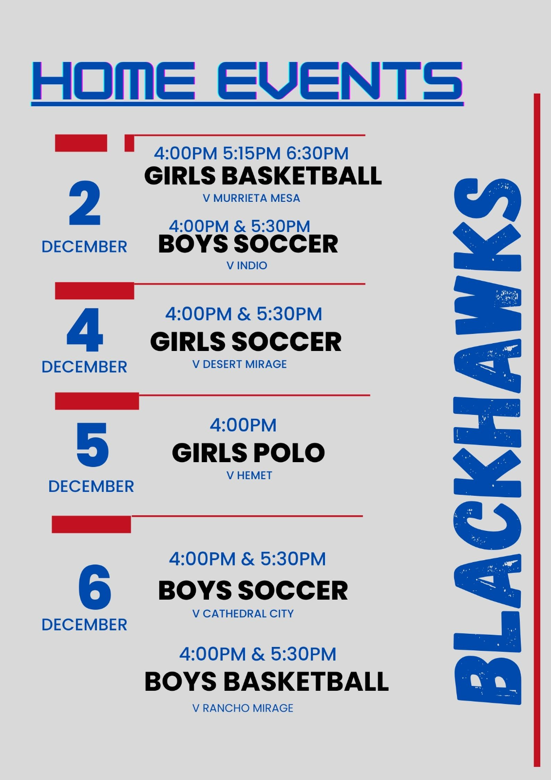 La Quinta/La Quinta Blackhawks - Official Athletic Website – La Quinta, CA
