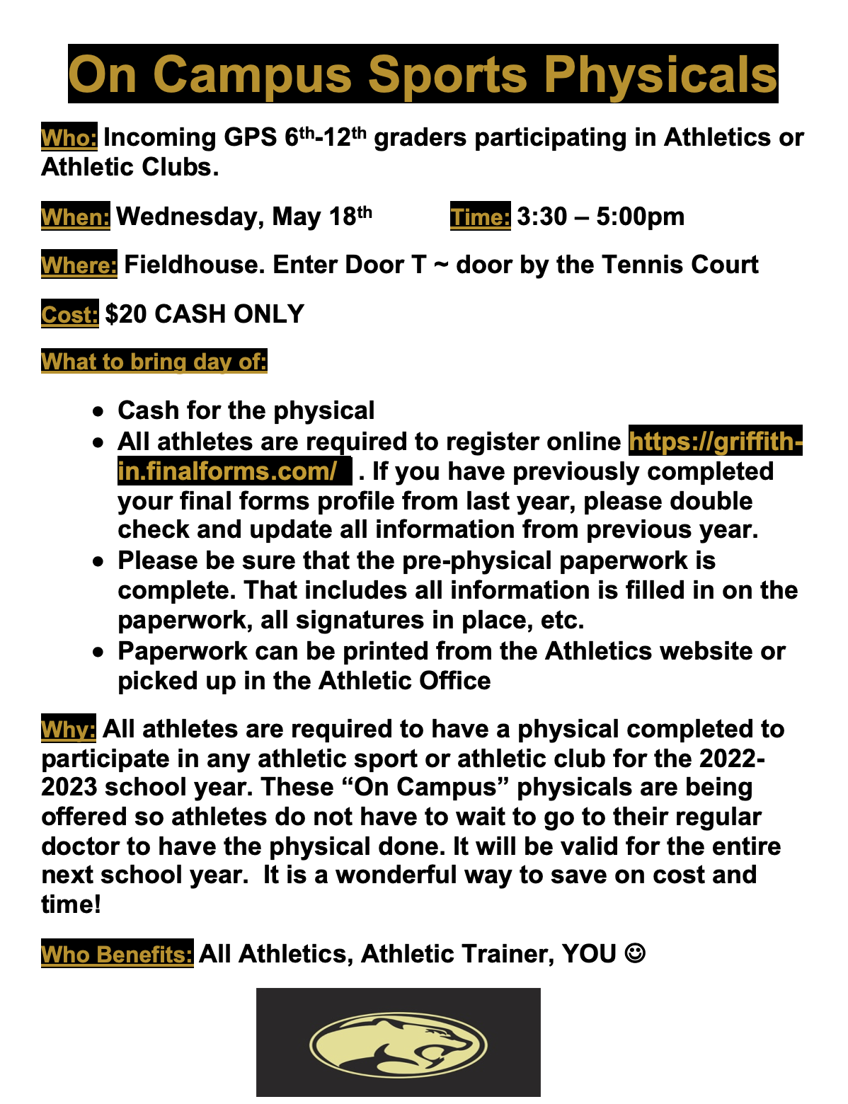 Griffith - Team Home Griffith Panthers Sports