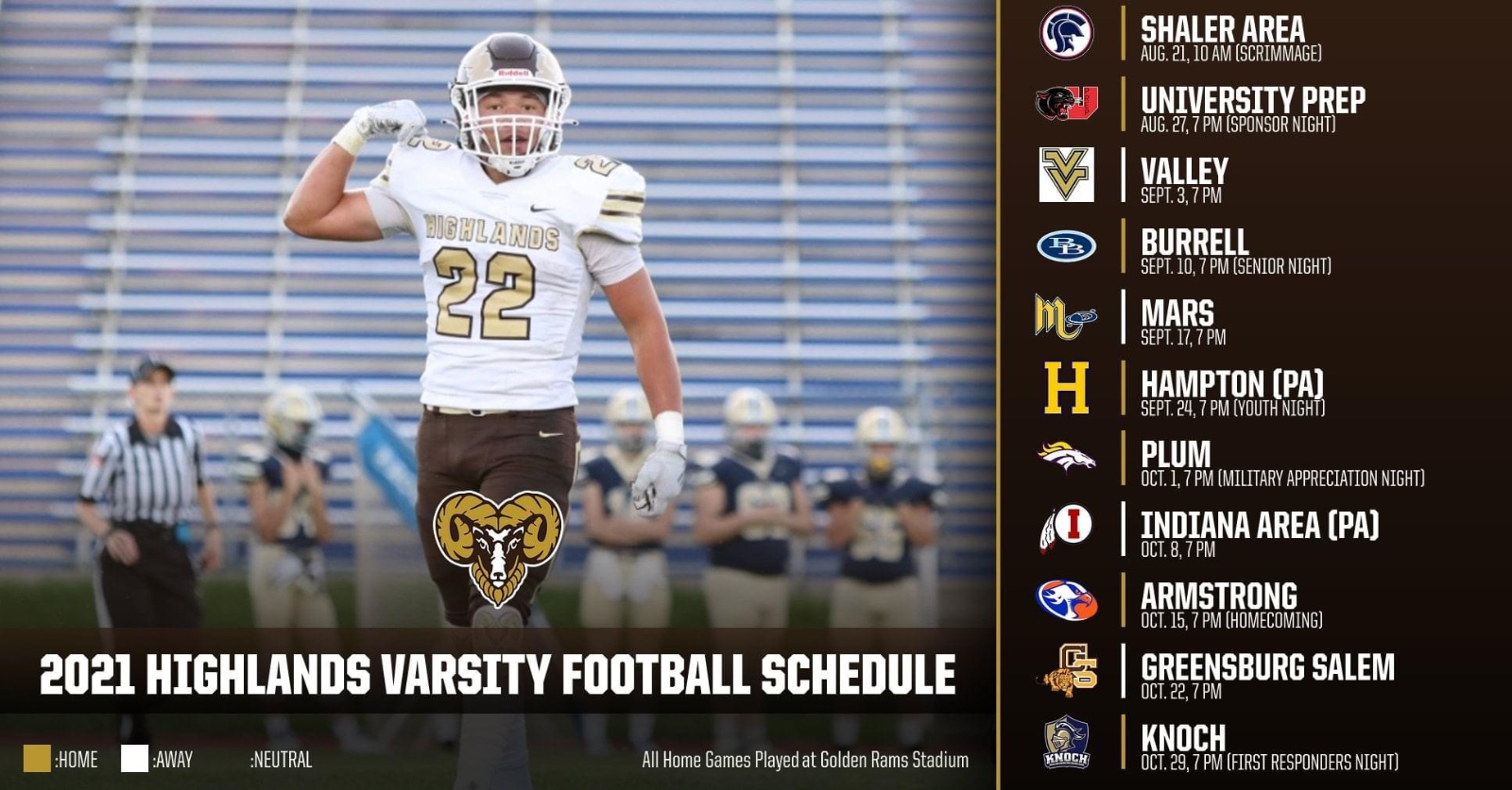 Highlands - Team Home Highlands Golden Rams Sports