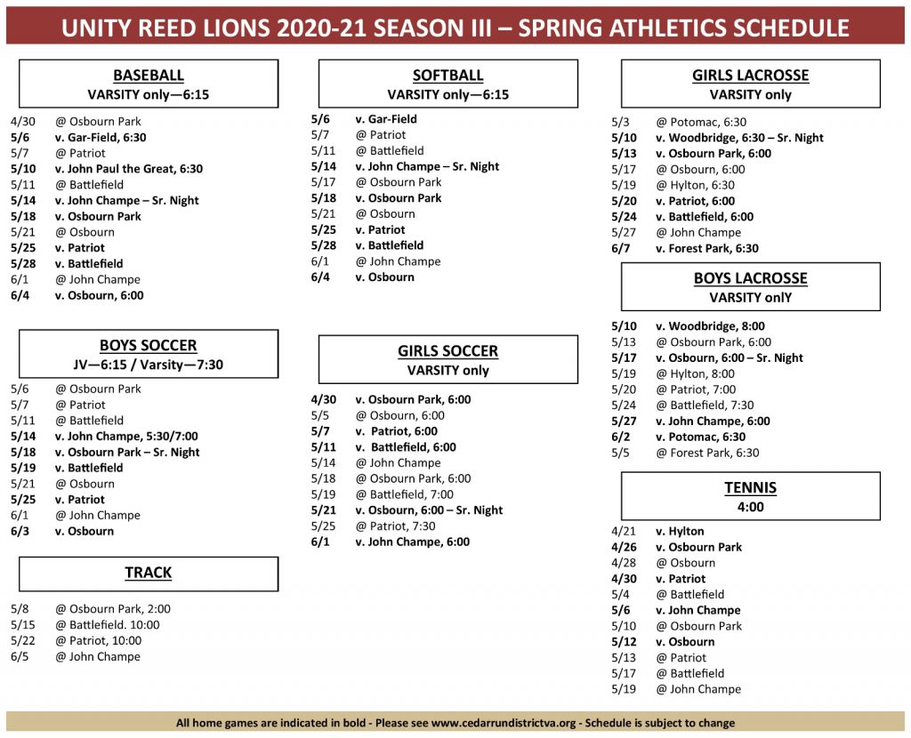 Unity Reed - Team Home Unity Reed Lions Sports