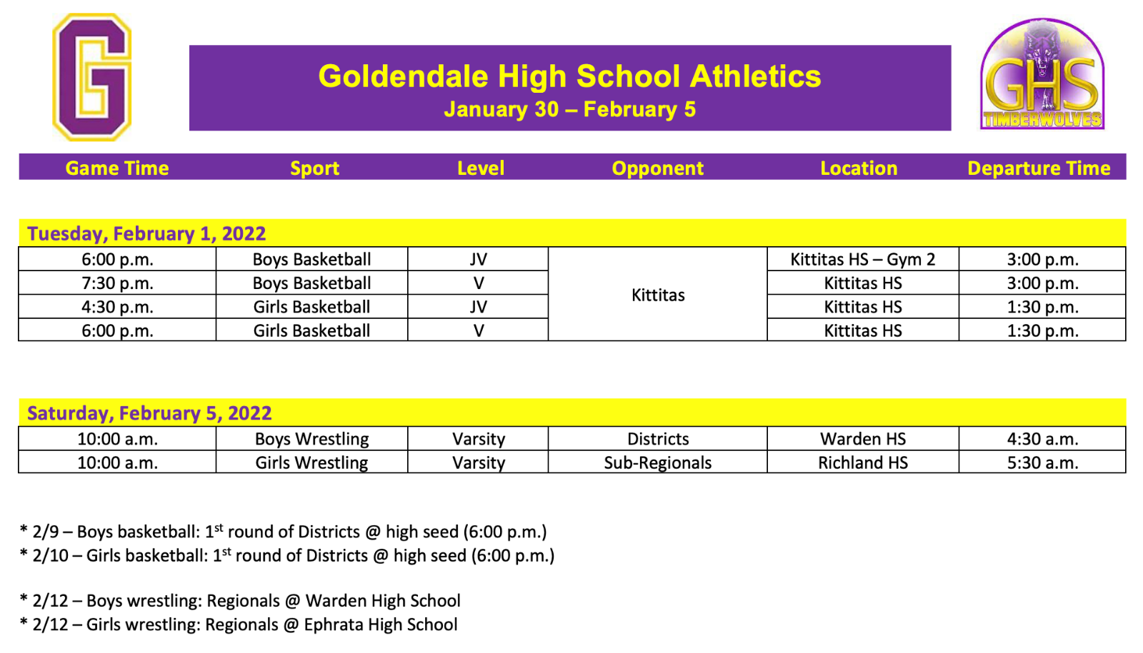 Goldendale - Team Home Goldendale Timberwolves Sports