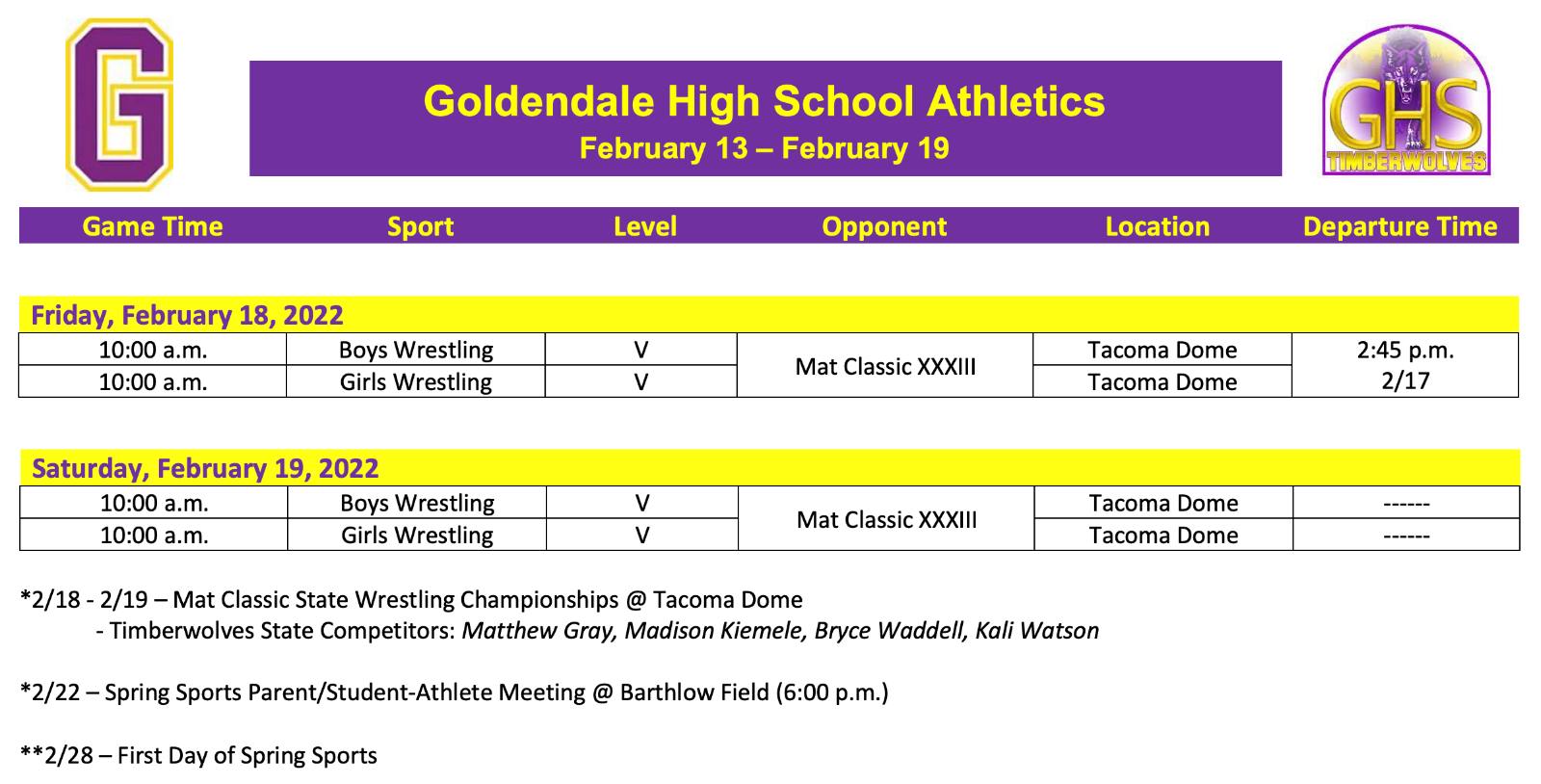 Goldendale - Team Home Goldendale Timberwolves Sports