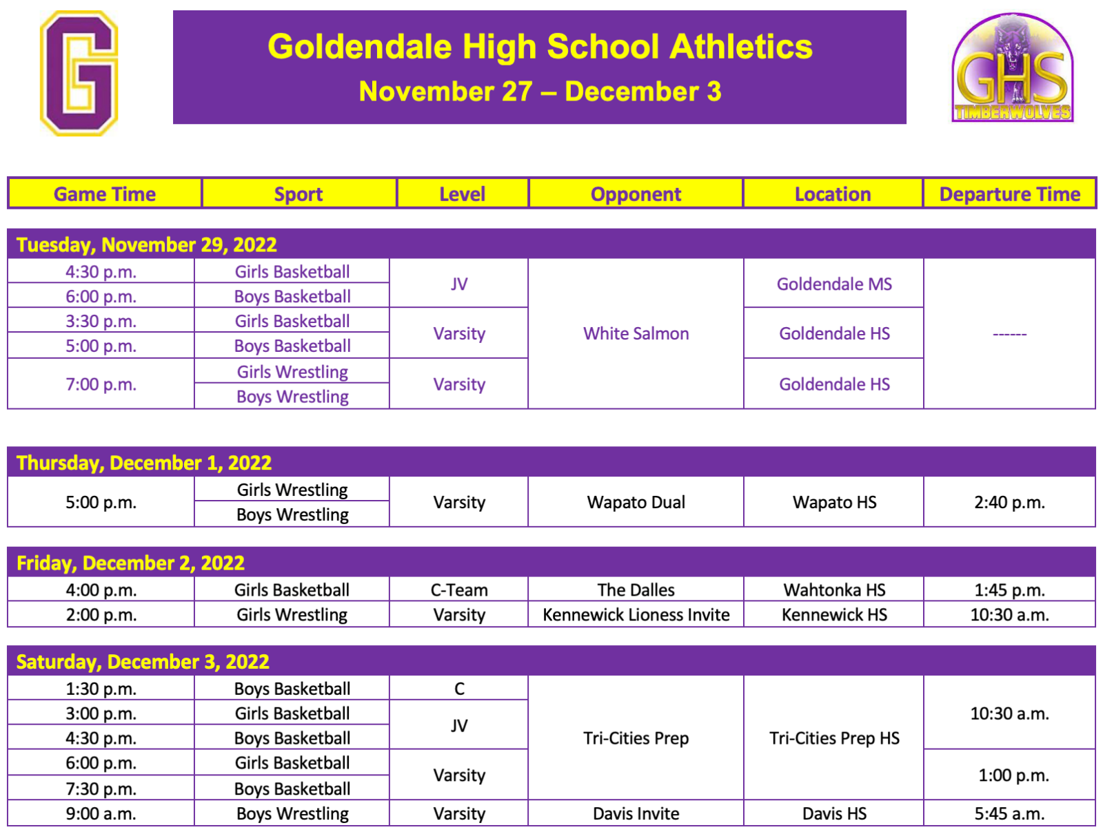 Goldendale - Team Home Goldendale Timberwolves Sports