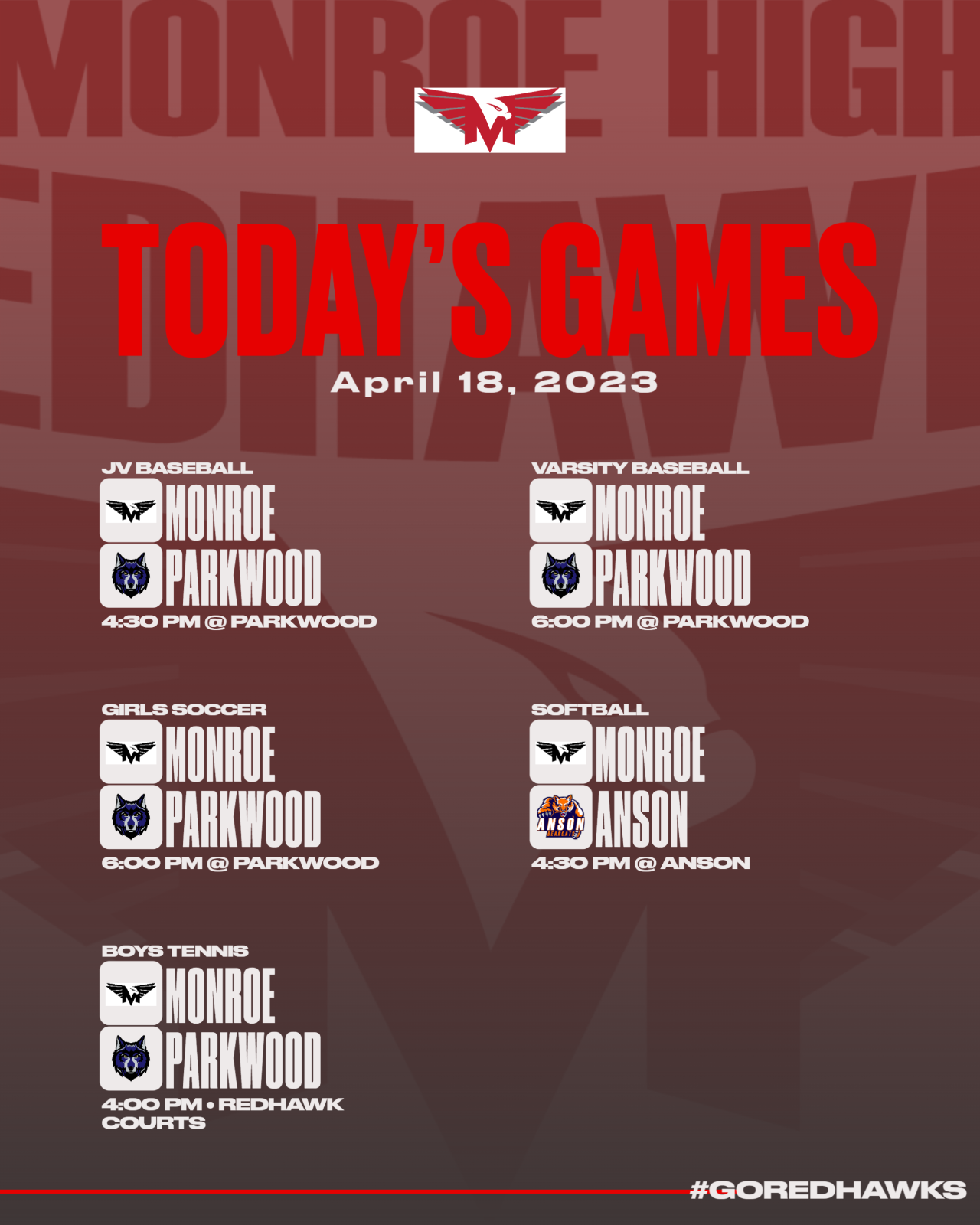 Monroe - Team Home Monroe Redhawks Sports