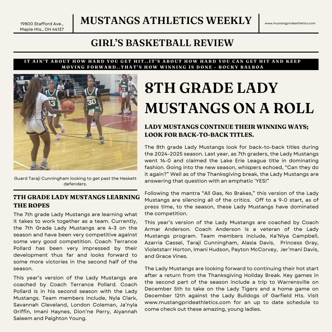 Maple Heights - Team Home Maple Heights Mustang Sports